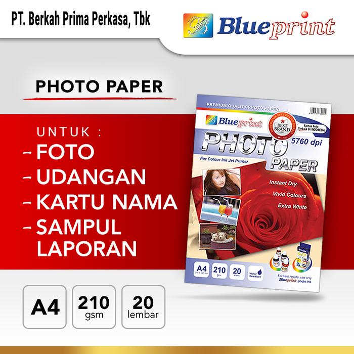 Jual Kertas Foto A4 BLUEPRINT Glossy Photo Paper 210 Micron VARIAN ...