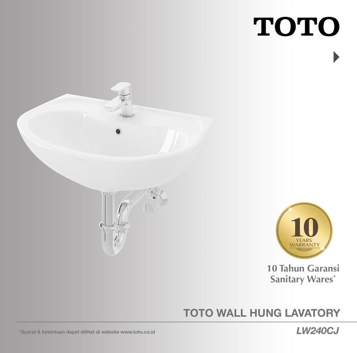 Promo TOTO Wall Hung Lavatory 1 Tap Hole/ Wastafel LW240CJ - COMPLETE ...