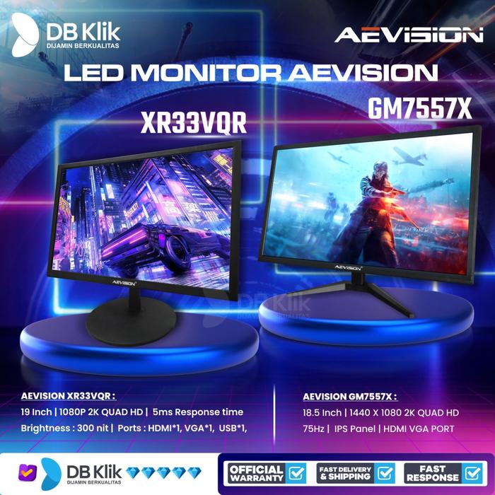 LED Monitor AEVision GM7557X 18.5" IPS 75Hz 2K Quad HD HDMI VGA - XR33VQR