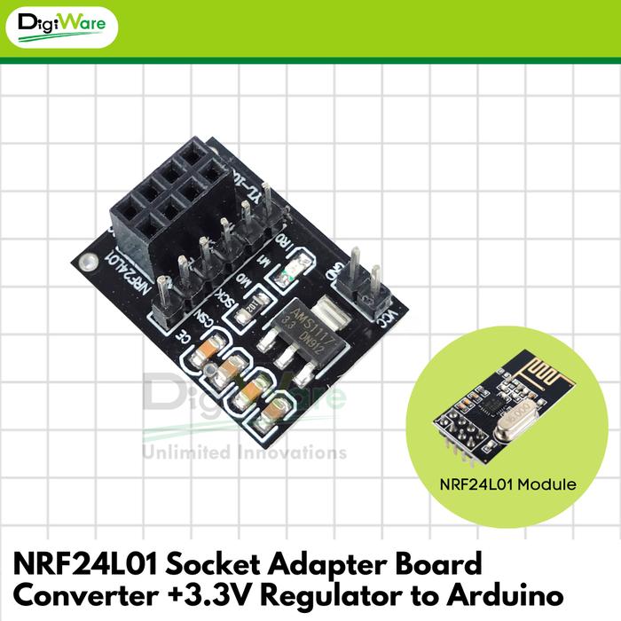 Jual NRF24L01 Socket Adapter Board Converter +3.3V Regulator to Arduino ...
