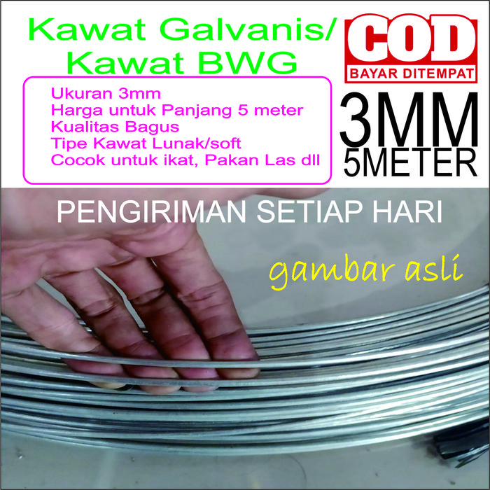 Jual Kawat Galvanis BWG Seng 3mm 5 Meter Kualitas Bagus Ekonomis Korea - Kota Bekasi - NISMARA07 ...