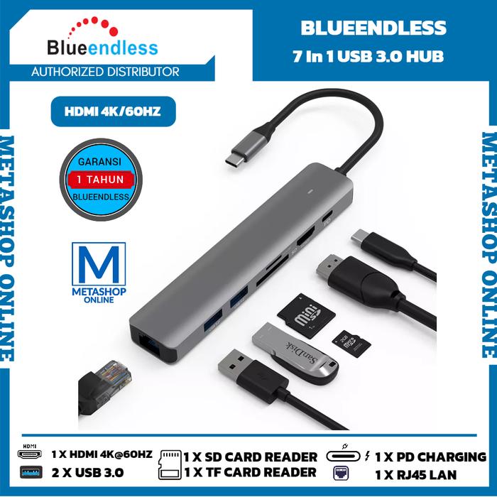 Jual BLUEENDLESS 7 in 1 USB 3.0 Type C HUB SD TF HDMI 4K PD Charging ...