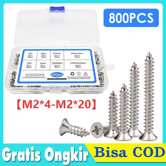 Jual M2 Sekrup Drilling Roofing 800Pcs Truss Head Baut Baja Ringan ...