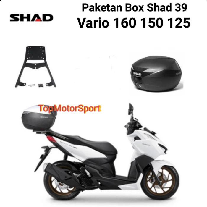 Jual Box Motor Top Box Vario 160 150 125 Paketan Bracket + Box SHAD 39 ...