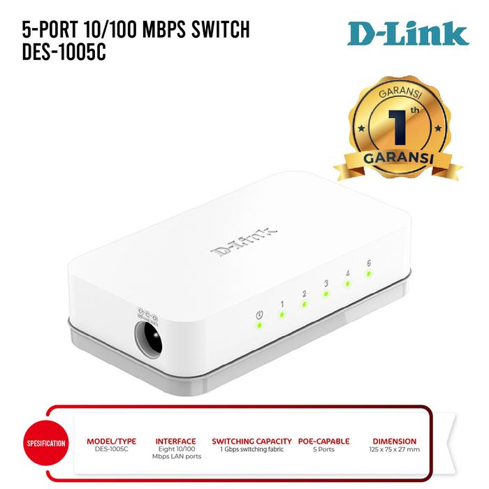 Promo D-LINK DES-1005C 5-Port 10/100 Mbps Unmanaged Desktop Switch - Jakarta Barat - Biostar SME ...