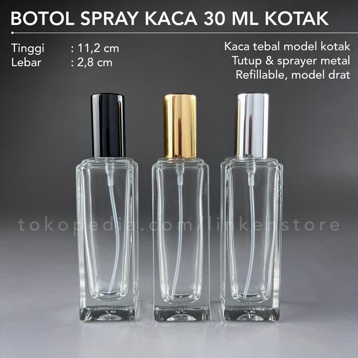 Jual Botol Spray 30ml Kaca Tebal Kotak Persegi - Refill Isi Ulang ...