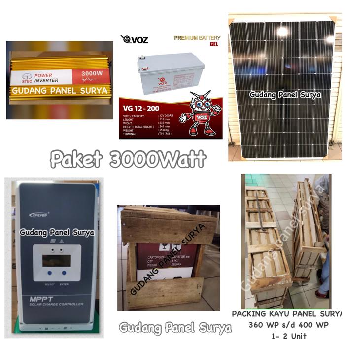 Jual PAKET Solar Panel Surya Solarcell PLTS Tenaga Surya 3000W 3000 ...