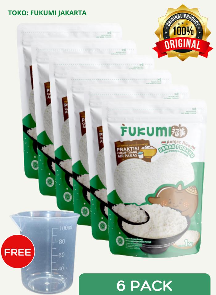 Jual Beras Porang Fukumi ORIGINAL Pouch 6 Kg Free Gelas Ukur - Beras ...
