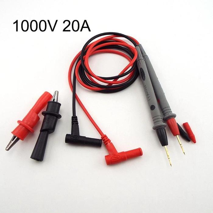 Jual kabel multimeter cable probe 1000V 20A jarum lancip plus capit ...