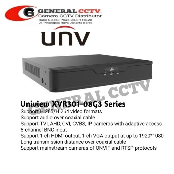 Jual DVR 8 CHANNEL 5MP UNIVIEW XVR301-08G3 Support TVI AHD CVI CVBS IP ...