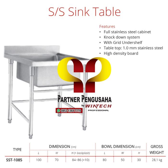 Jual GETRA SST-1085 Meja Cuci Tangan / Stainless Steel Sink Table SST ...
