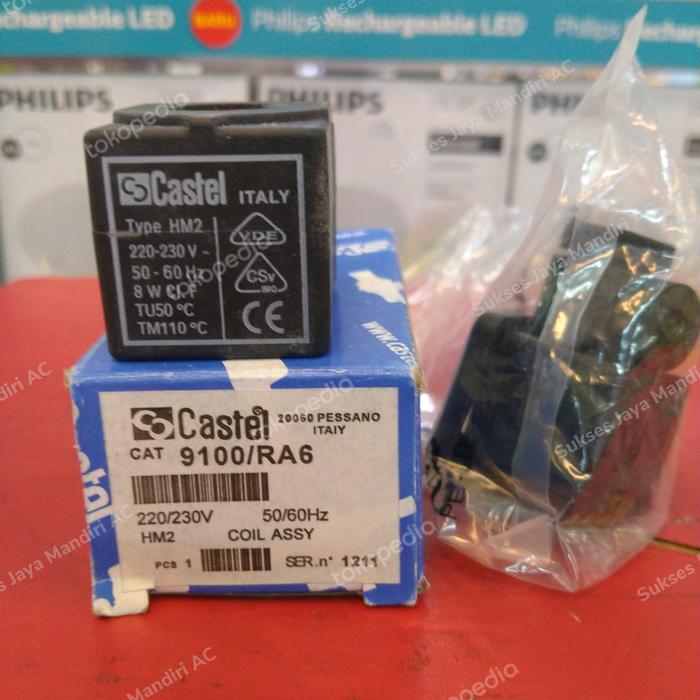 Jual Solenoid Coil Castel plus Socket 220/230v 50/60Hz HM2 CAT.9100/RA6 ...