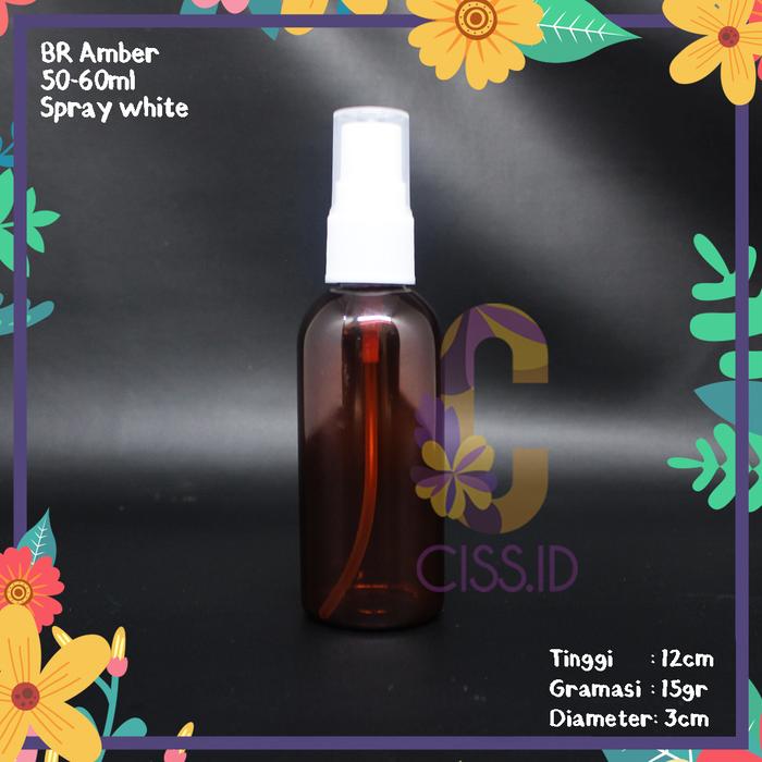 Jual BOTOL PLASTIK BR 50ML 60ML AMBER TUTUP SPRAY PUTIH SPRAYER MIST ...
