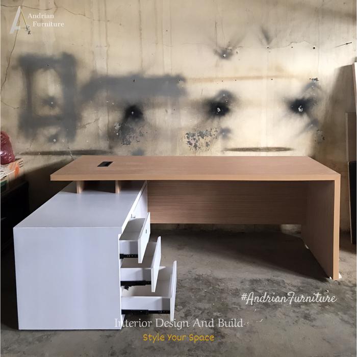 Jual Meja Kerja / Kantor L Shape Modern Minimalis HPL Texture - Office ...