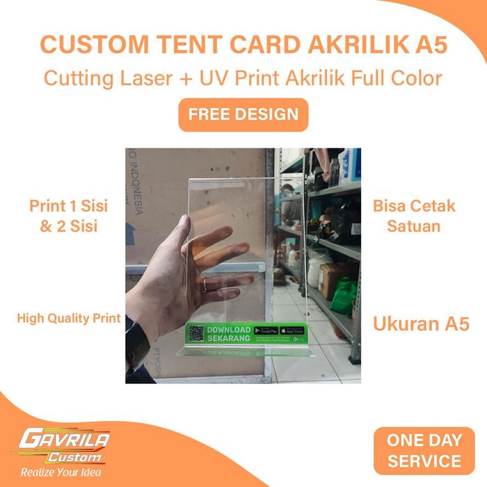 Jual Custom Tent Card Tempat Menu Akrilik Acrylic A5 Print UV 2mm 1sisi ...