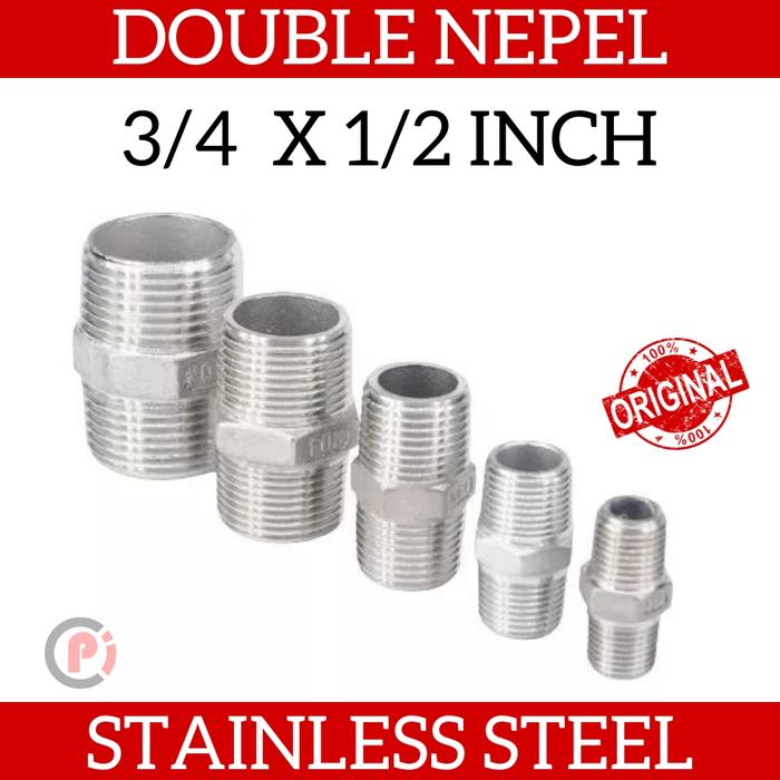 Jual Double Neple Drat Pipa Stainless Steel SUS304 Ukuran 3/4 x 1/2 Inch - Kota Medan - Pi ...