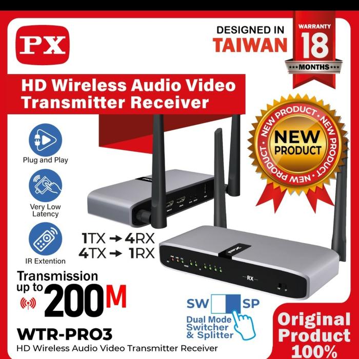 Jual Wirelles video Audio Transmitter Receiver HDMI Extender PX WTR ...