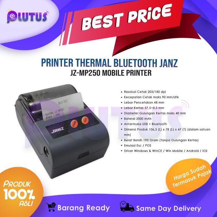 Jual Printer Thermal Bluetooth JANZ JZ-MP250 Mobile Printer - Jakarta Pusat - PLUTUS tech ...