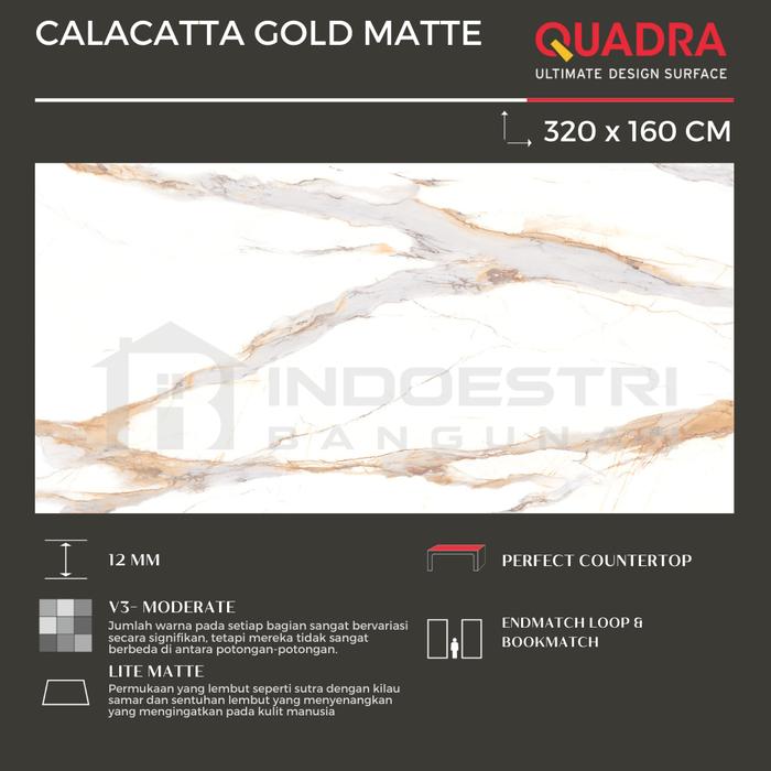 Jual Granit Quadra Calacatta Gold 320 x 160cm (1 Slab/5,12m2) Matte ...