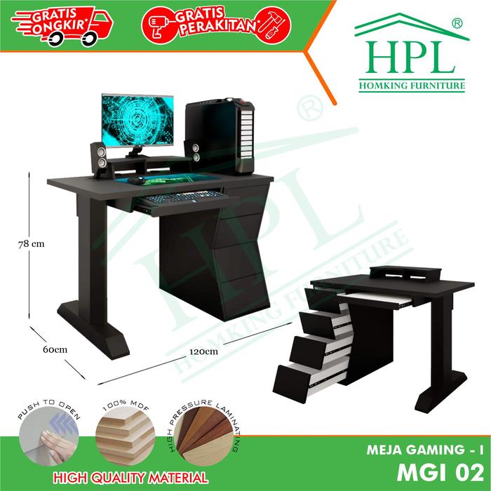Promo Meja Gaming Meja Kerja Meja Belajar Meja Komputer HPL - MGI02 ...
