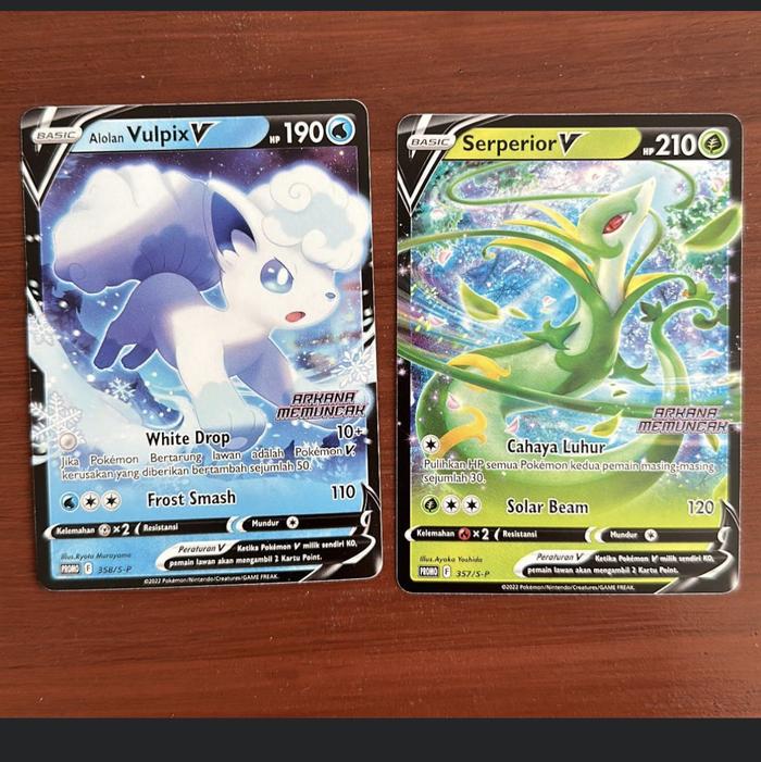 Jual Pokemon alolan vulpix V promo dan serperior V promo - Kota Bandung ...