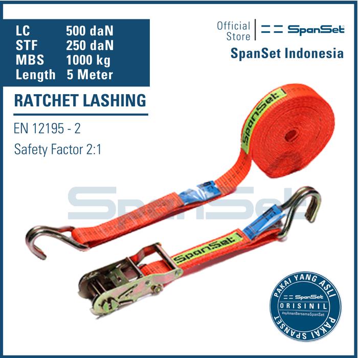 Promo [1804/2-A] SPANSET Tali Ratchet Tie Down Cargo Lashing Track Belt ...