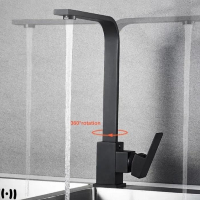 Jual Kran Kitchen Sink Kotak Minimalis Hitam/Kran Cuci Piring - Jakarta ...