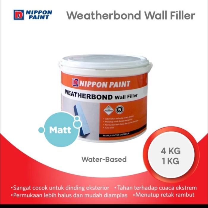 Jual plamir dempul outdoor weatherbond wall filler nippon paint 1kg ...