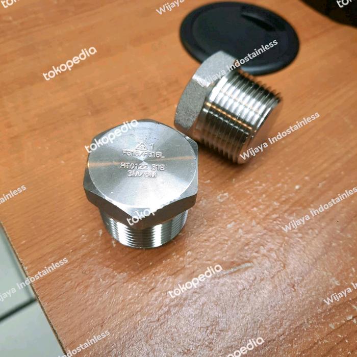 Jual Hex Plug Class 3000 Stainless SS304 Drat 1/2" inch NPT SS 304 ...