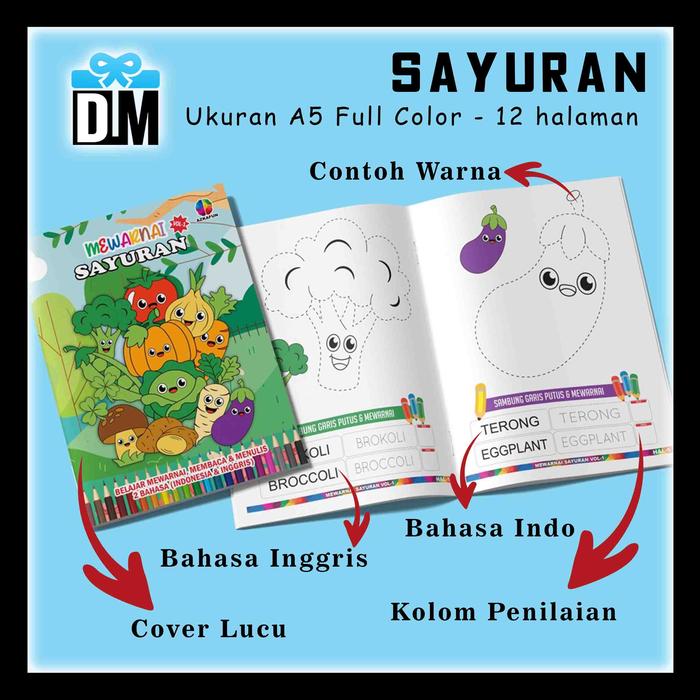 Jual Buku Belajar Warna Mewarnai lengkap Coloring Book Indo english ...
