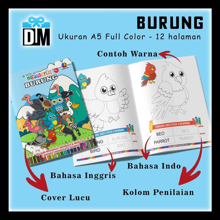 Jual Buku Belajar Warna Mewarnai lengkap Coloring Book Indo english ...