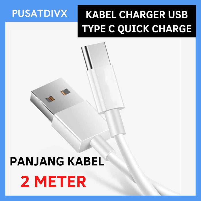Jual KABEL CHARGER USB TYPE C QUICK CHARGE 2.0A 2 METER CHARGING HP ...