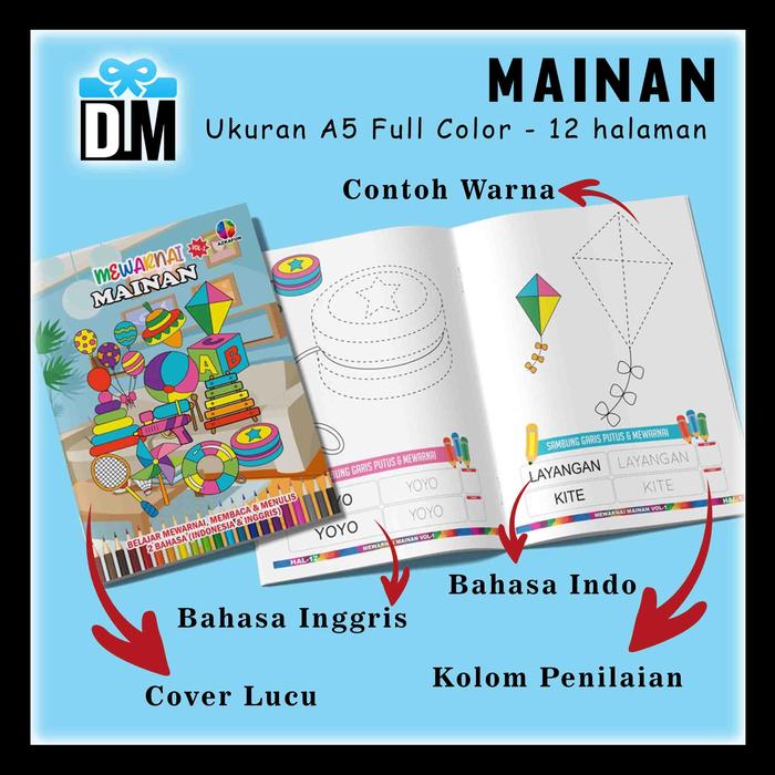Jual Buku Belajar Warna Mewarnai lengkap Coloring Book Indo english ...