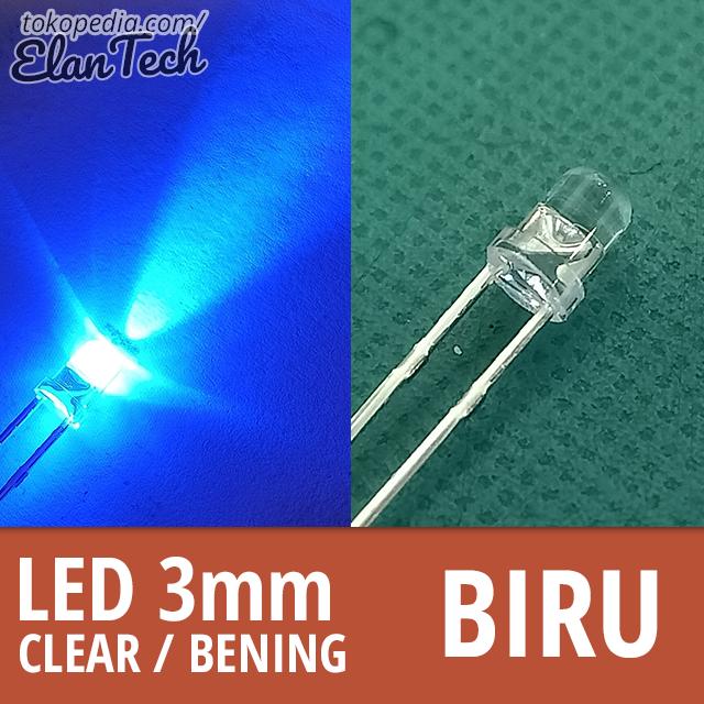 Jual LED 3mm Clear Bening nyala BIRU Body Transparan Sinar BLUE ...
