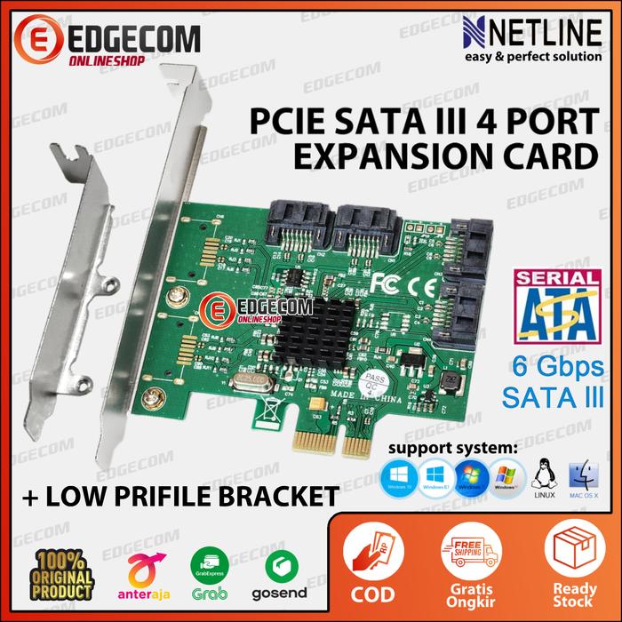 Jual PCIE PCI EXPRESS SATA 3 4 Port High Speed 6Gbps With Low Profile ...