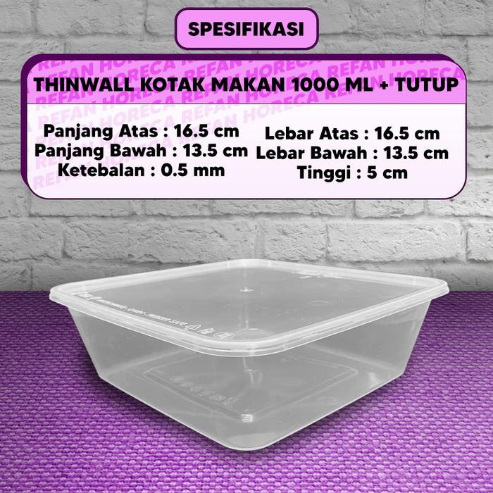 Jual Thinwall Kotak 1000 Ml / Kotak Makan 1000 Ml / Food Container ...