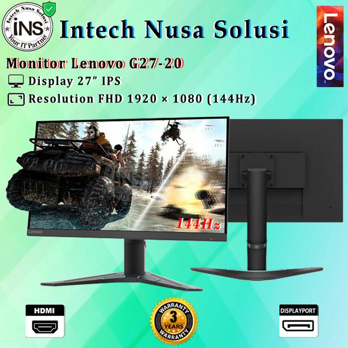 Jual Monitor Lenovo G27-20 27" FHD IPS 144Hz 1ms 99% sRGB HDMI DP G-SYNC - Jakarta Pusat ...