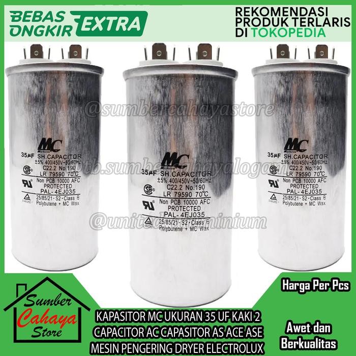 Jual KAPASITOR MC UKURAN 35 UF KAKI 2 CAPACITOR AC CAPASITOR KAPACITOR ACE - Kota Palembang ...