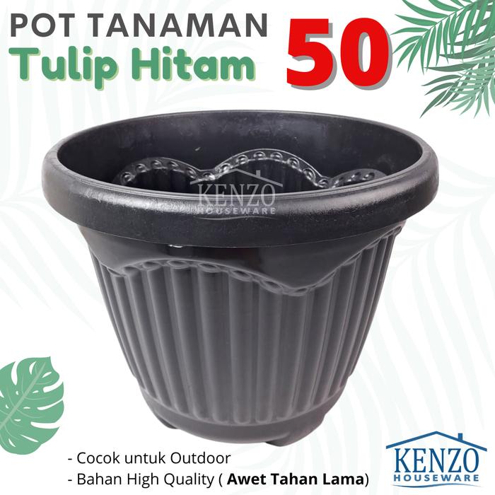 Promo Pot Tulip Tanaman Hias Pot Bunga Bulat Plastik Besar Hitam Jumbo ...