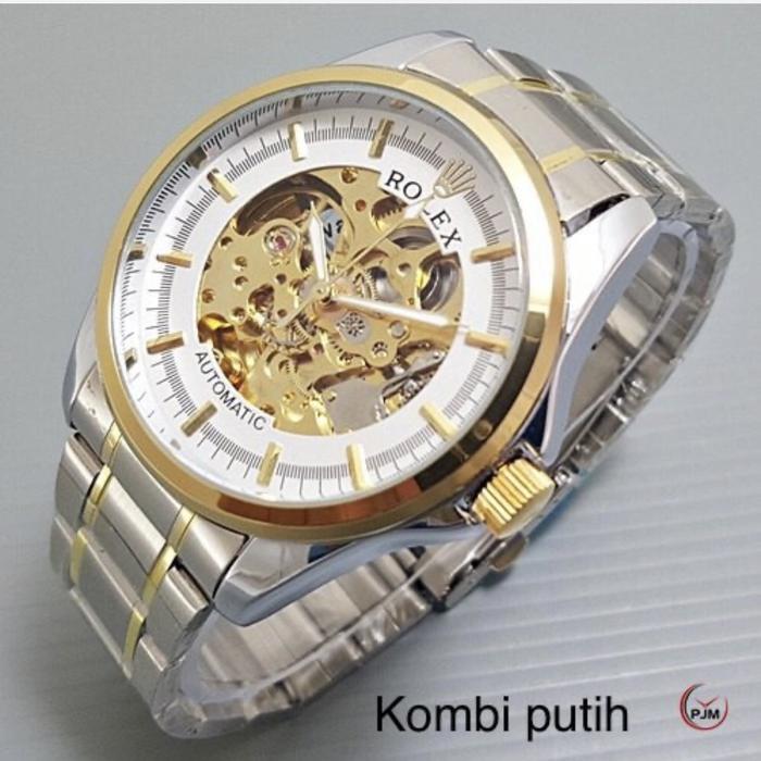 Jual Jam Tangan Pria Otomatis Rantai Balok Automatic Transparan ...