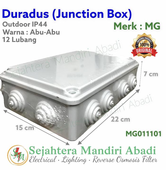 Jual Duradus 220x150x70 MG Abu-Abu 12 Lubang Junction Box Outdoor IP44 ...