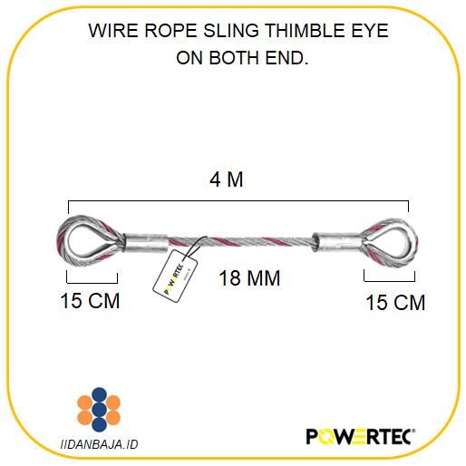 Jual WIRE ROPE SLING THIMBLE EYE ON BOTH END. 18 MM X 4 M X 4 T ...