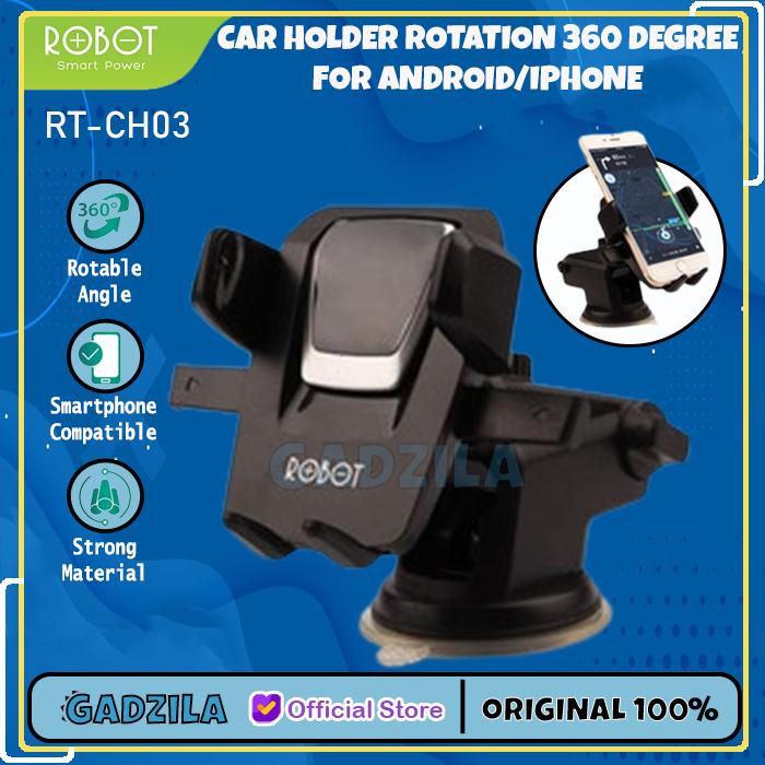 Jual Car Holder HP Mobil ROBOT RT-CH03 360 Rotatable Car Dashboard Kaca ...