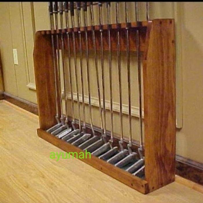 Jual rak tempat penyimpanan stik golf kayu jati belanda - Kab. Sukabumi ...