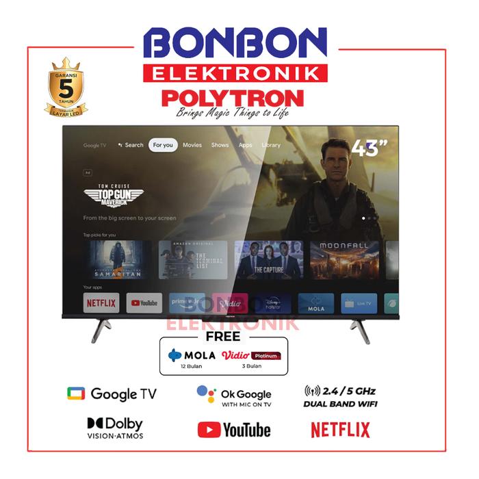 Promo POLYTRON Android TV 43 Inch PLD 43UG5959 4K UHD Smart TV Cicil 0% ...