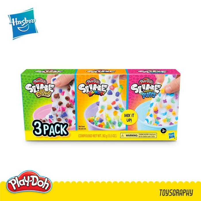 Jual Playdoh Slime Cereal Themed 3 Pack Lil Charm Puff Rainbow Play Doh ...