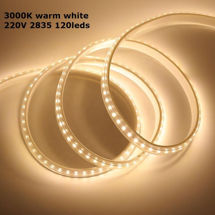 Jual Lampu LED Strip Warmwhite 3000K 2835 120L/M Socket Jepit 220V ...