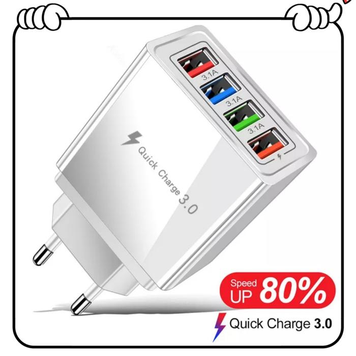 Jual Adapter Charger 4USB Port Quick Charge 3.0 Charger Pengisian Daya ...
