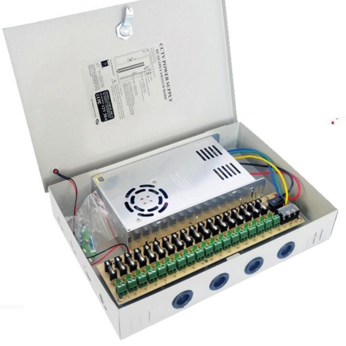 Jual POWER SUPPLY 30 A BOX PANEL / ADAPTOR PSU 12V 30A 18CH UNTUK CCTV ...