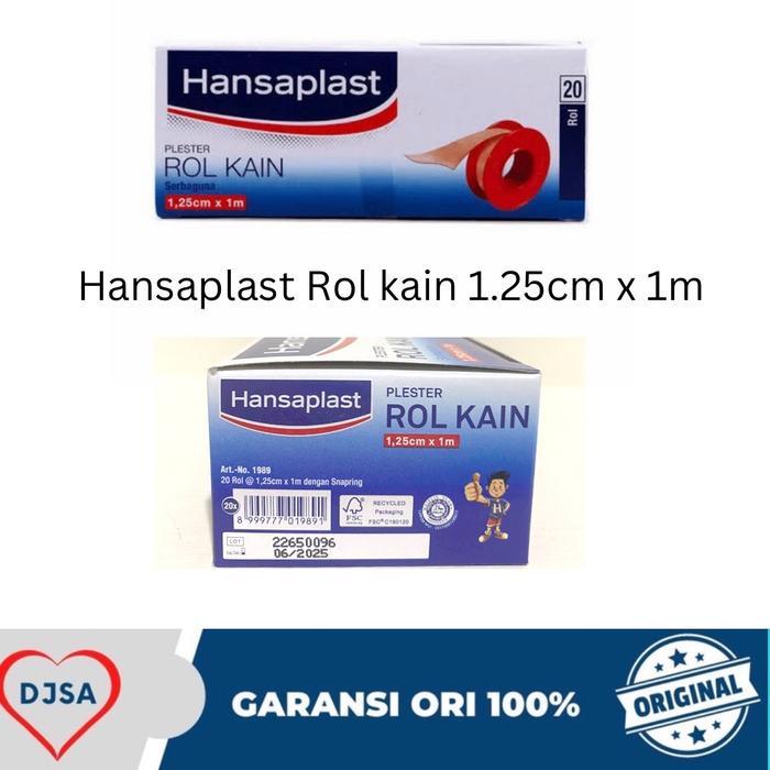 Jual Hansaplast roll kain 1.25cm x 1m plester kain 1 dus isi 20 rol ...